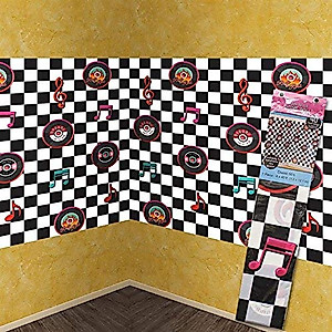 Amscan 50's Theme Checkered Scene Setter Room Roll Party Decorations, 48" x 40', Multicolor