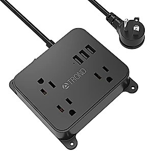 Power Strip with USB Ports - TROND 4.5 FT Extension Cord with 3 Outlets Desktop Charging Station, Non Surge Protector, Wall Mount for Dorm Home Office, ETL Listed Black