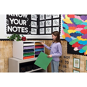 Classroom Keepers 12" x 18" Construction Paper Storage, 10-Slot, White, 17"H x 27"W x 19"D, 1 Unit