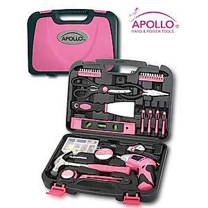 135 Piece Household Tool Kit Pink with Pivoting Dual-Angle 3.6 V Lithium-Ion Cordless Screwdriver - DT0773N1