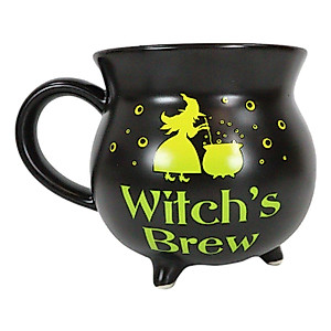 Ebros Wicca Witch's Brew Alchemy And Magic Potion Reduction Fired Porcelain Cauldron Shaped Bowl Or Large Mug 32oz With Handle Hot Cocoa Coffee Tea Cereal Soup Mugs Bowls Occult Witchcraft