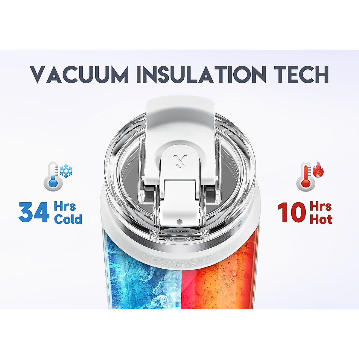 Meoky 40oz Tumbler with Handle, Stainless Steel Travel Mug with 2-in-1 Straw and Sip Lid, Vacuum Insulated Coffee Mug, 100% Leak Proof, Keeps Cold for 34 Hours or Hot for 10 Hours (Azure)