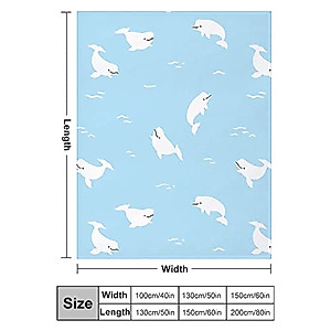 Beluga Whale, Fleece Blanket Ultra-Soft Cozy Plush Blanket Throw Blankets Couch Chair Living Room Air Conditioning Cool Blankets, 50"*60"