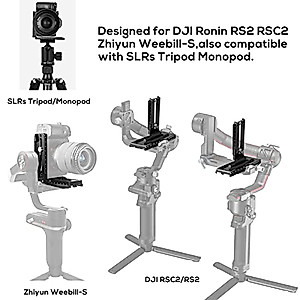 EaxanPic Aluminum L Bracket Vertical Horizontal Switching Quick Release Plate for DJI Ronin RS2 RSC2 Zhiyun Weebill-S Gimbal Stabilizer Tripod Monopod and SLRs