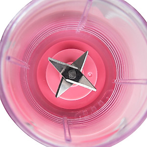 Mind Reader Blender, Rechargeable Personal Juicer, USB-Powered, Portable, Handheld, Smoothie, 3.125"L x 3.125"W x 9"H, Pink