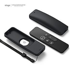 elago R5 Locator Case Compatible with Apple TV Siri Remote 1st Generation and Compatible with AirTag - Lanyard Included, Heavy Shock Absorption, Drop Protection, Full Access to All Functions [Black]