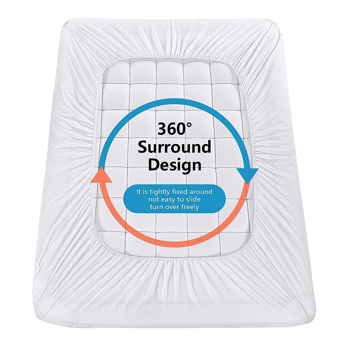 Queen Mattress Pad Cover Cooling Mattress Topper Pillow Top with Down Alternative Fill (8-21” Fitted Deep Pocket Queen Size)