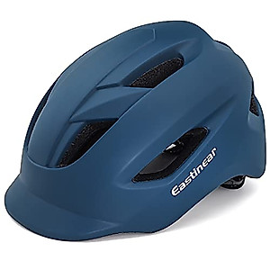 EASTINEAR Bike Helmets for Adults Men Women with LED Rear Light, Bicycle Helmet with Sun Visor, City Cycling Helmets for Urban Commuter, Casual Style, Adjustable Size Large (Navy)