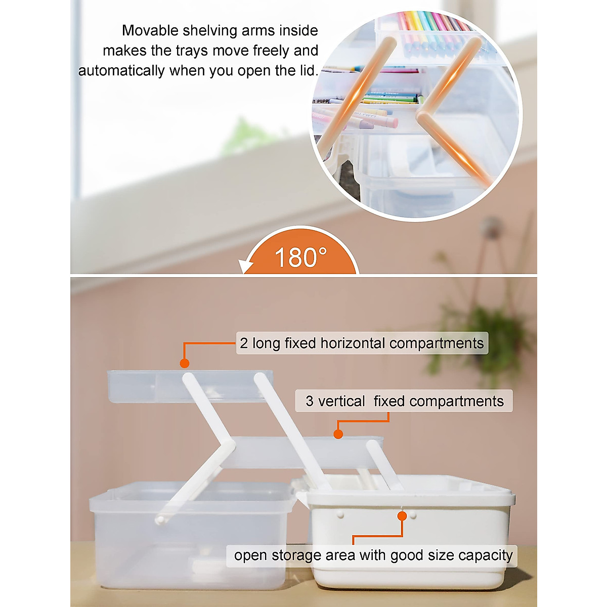 Sjqecyfv Sewing Box Art Craft Organizers Storage Box 3 Layer Tackle Box Organizer Nail Organizer Tool Box with Handle