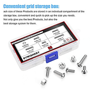 DYWISHKEY 60 Pieces 1/4-20 x 3/8" 1/2" 5/8" 3/4" 1" Stainless Steel 304 UNC Threads Hex Button Head Cap Screws Bolts and Nuts Assortment Kit with Hex Wrench