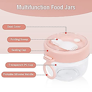 Overnight Oat Containers with Lids and Spoons 2PCS, 20oz Portable Plastic Yogurt Jars, Leak-proof Large Capacity Dessert Cups for Yogurt Breakfast On The Go Cups, Oatmeal Jars Snack Containers