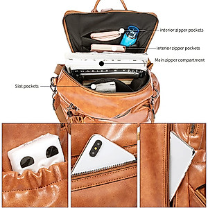 CLUCI Backpack Purse for Women Fashion Crossbody Bags Purses for Women, Leather Messenger Tassel Bag, Medium Travel Handbags Multiple Pockets, Fall Vintage Shoulder Bags Brown