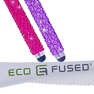 Eco-Fused Universal Bling Stylus Pens - 2 Long Gem Covered Stylus Pens - for All Capacitive Touchscreen Devices - iPad, iPhone, Samsung Phones, All Android Phones, Tablets and More