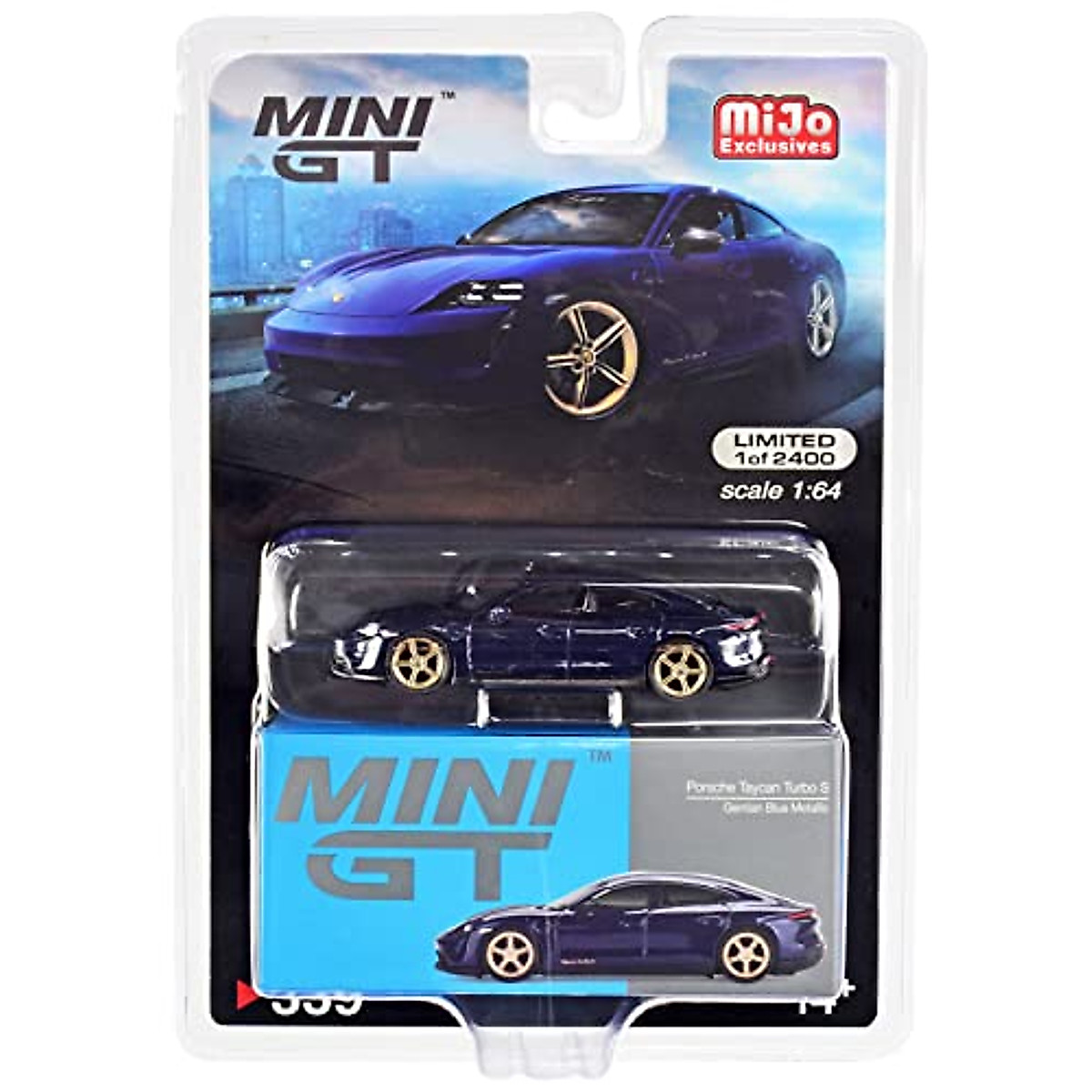 Truescale Miniatures Taycan Turbo S Gentian Blue Metallic Edition to 2400 Pieces Worldwide 1/64 Diecast Model Car by True Scale Miniatures MGT00339