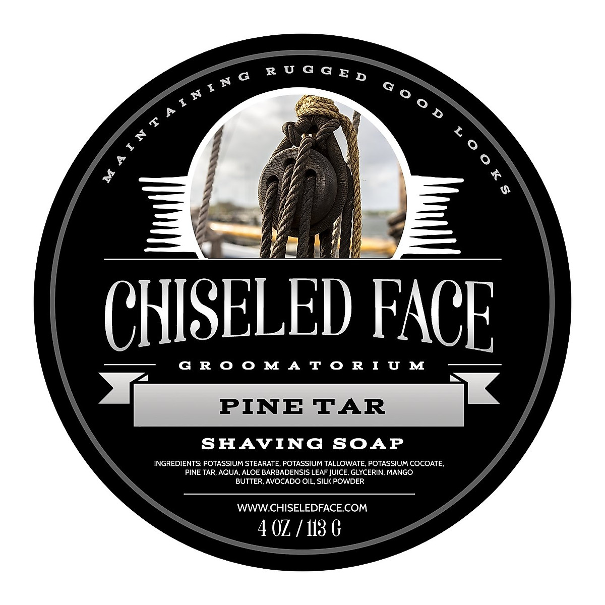 Pine Tar Handmade Luxury Shaving Soap by Chiseled Face — Rich, Thick Lather — Smooth, Comfortable Shaves — Tallow-Based Soap — Made in The USA