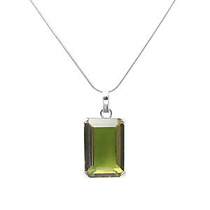 GEMHUB 925 Sterling Silver Emerald Cut Alexandrite Pendant, 120.00 Ct. Loose Gemstone Healing Crystal Pendant For Mother Day Gift Idea