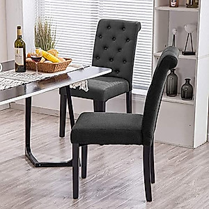 BELIFEGLORY Padding Dining Chair, Set of 2 Wooden Leg High Back Dining Chair Upholstered Fabric Dining Room Chairs Kitchen Chairs