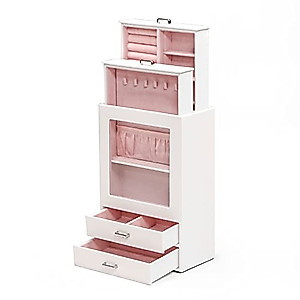 Kendal Jewelry Boxes for Girls Women, White Jewelry Box with Porcelain Pattern, Stand Layer Jewelry Organizer Box Display Necklace, Earring, Ring, Jewelry Storage Case as Ideal Gift