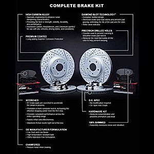R1 Concepts Front Rear Brakes and Rotors Kit |Front Rear Brake Pads| Brake Rotors and Pads| Optimum OEp Brake Pads and Rotors |Hardware Kit WBUH2-48022