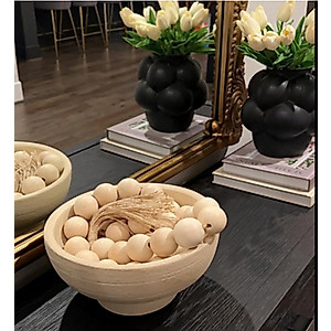 72" Long Large Wood Bead Garland with 1.6" Diameter Chunky Wooden Beads, Farmhouse Rustic Country Boho Wooden Beads Garland for Home Tiered Tray Decor, Wood Decorative Beads with Tassels