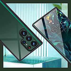 MATEPROX Compatible with Samsung Galaxy S23 Ultra Case, Clear Thin Slim Crystal Transparent Shockproof Bumper Cover for Samsung S 23 Ultra 5G (2023)-Pine Green