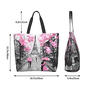 Sweetshow Eiffel Tower Tote Bag Paris Gifts for Women Pink Handbag Paris Bag Grocery Bag Waterproof Reusable Grocery Shopping Gift Bag for Beach Bags Shoulder Bag Handbag