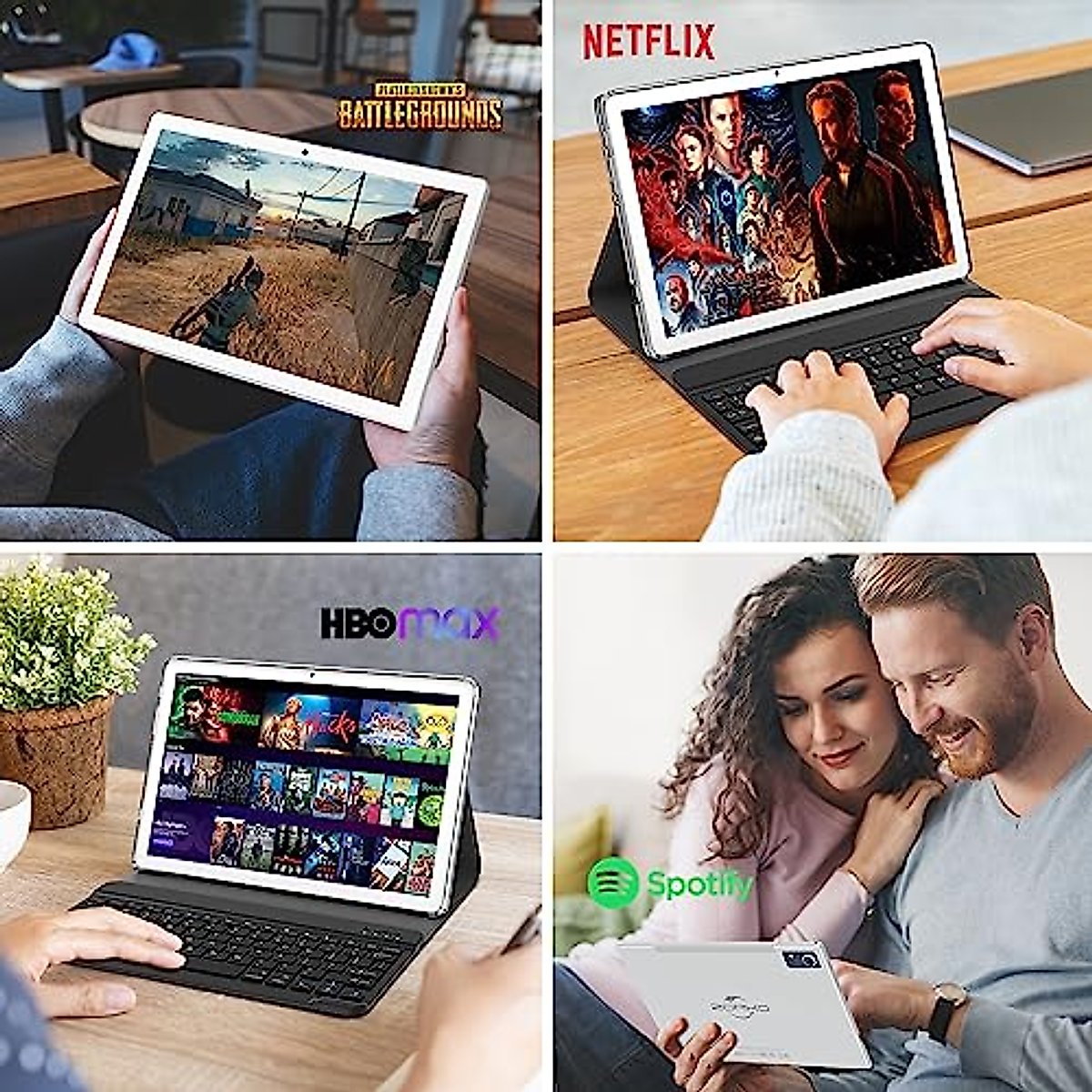 【2023 Newest Tablet】Android 12 Tablet with Keyboard, 16(8+8)GB RAM 128GB ROM 1TB Expand Tablets 10 inch, 2.4G/5G WiFi Tablet Android, Octa-Core 1920 * 1200 IPS Display 13MP Camera, 7000mAh GPS, Silver