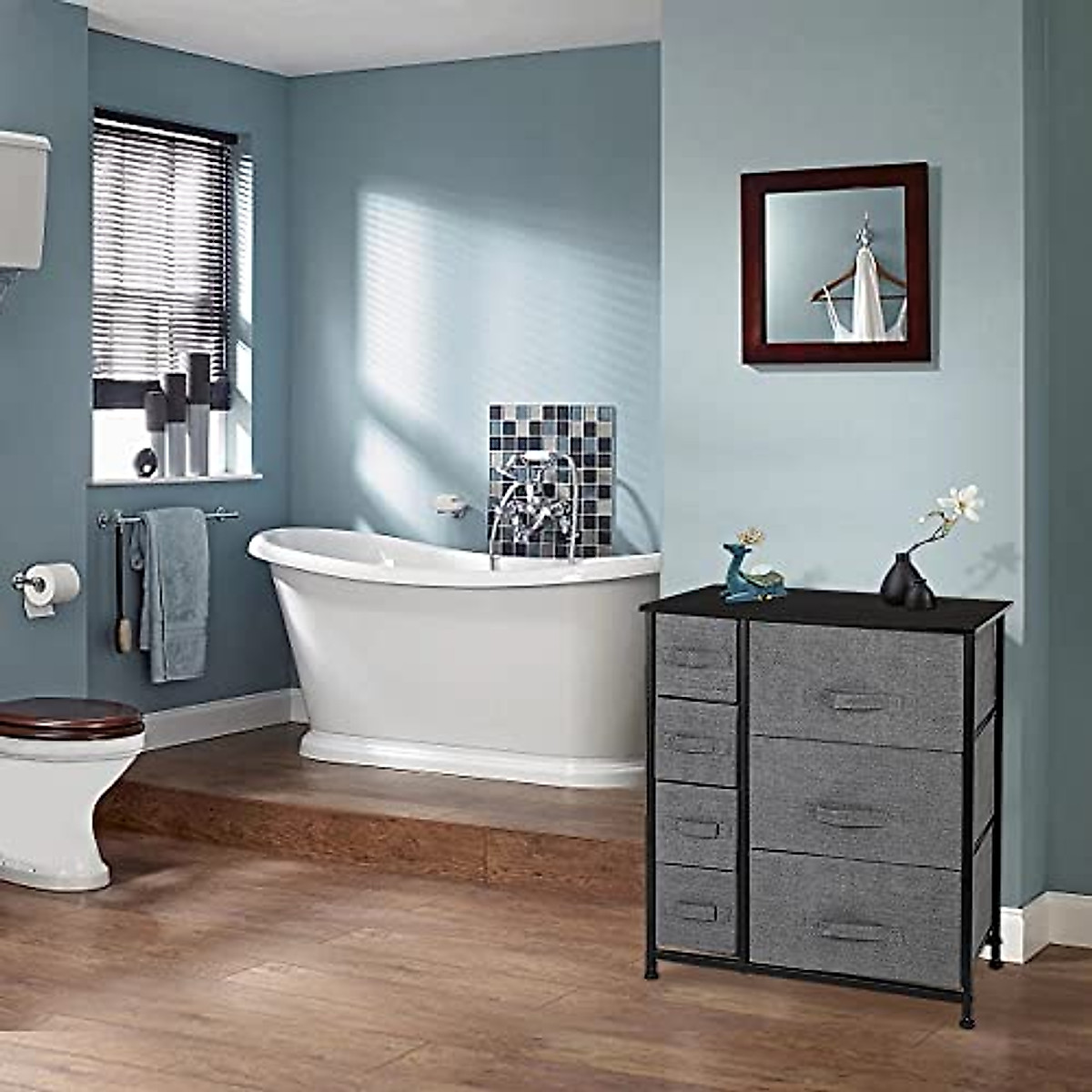 n/a Dresser with 7 Drawers Furniture Storage Tower Unit for Bedroom Hallway Closet Office Organization Steel Frame Wood (Color : A)