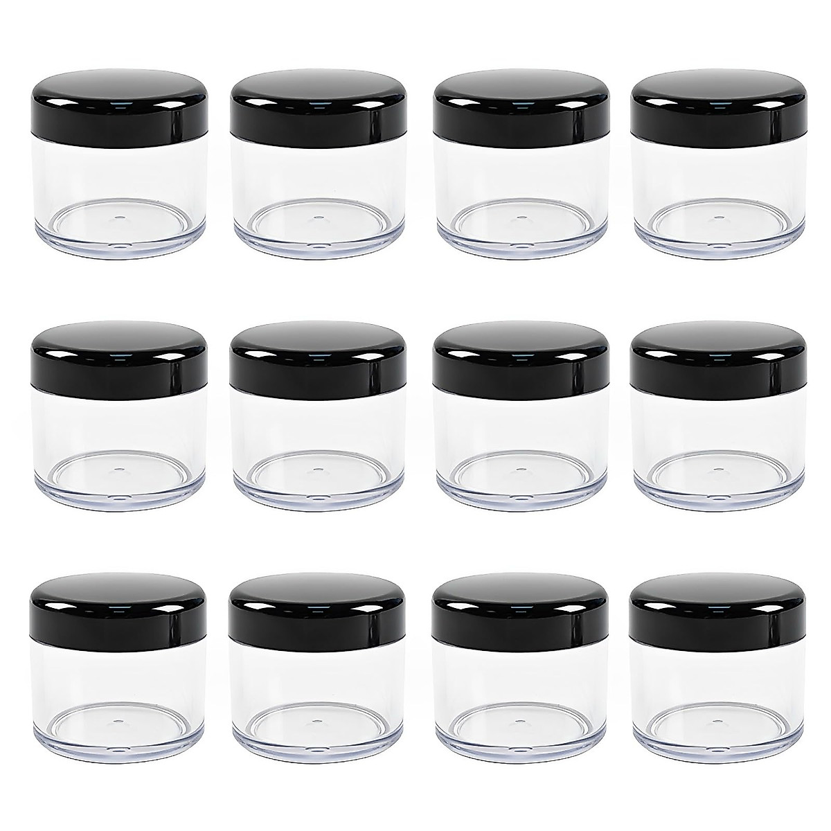 12 Pcs 15ml/0.5oz​ Small Travel Containers, Cosmetic Sample Containers with Lids BPA Free, Black Plastic Sample Container, Refillable Empty Sample Jars, Round Pot Jars for Lotion, Cream