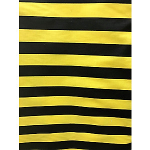 Sal Tex Fabrics, 1" Stripe Poly Cotton Fabric Print, Two Color Combination, Sells by The Yard, 60" Wide (Black/Yellow)