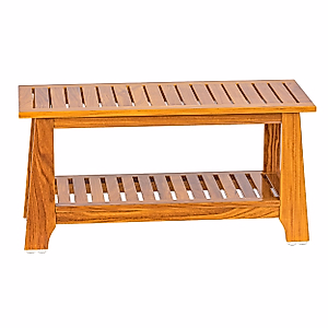 NNN 36" Teak Shower Bench with Shelf/Shower Benches for Inside Shower/Teak Bench/Bathroom Bench/Teak Wood Benches for Showers/for spa, Showers, Pools and Other Wet environments,Patented Designs.