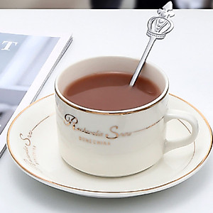 Pinenjoy 6Pcs Mini Crown Spoons 18/10(304) Stainless Steel Teaspoon 4.92inch Sugar Stirring Spoon for Coffee Cappuccino Espresso Dessert Ice Cream Appetizers Dessert