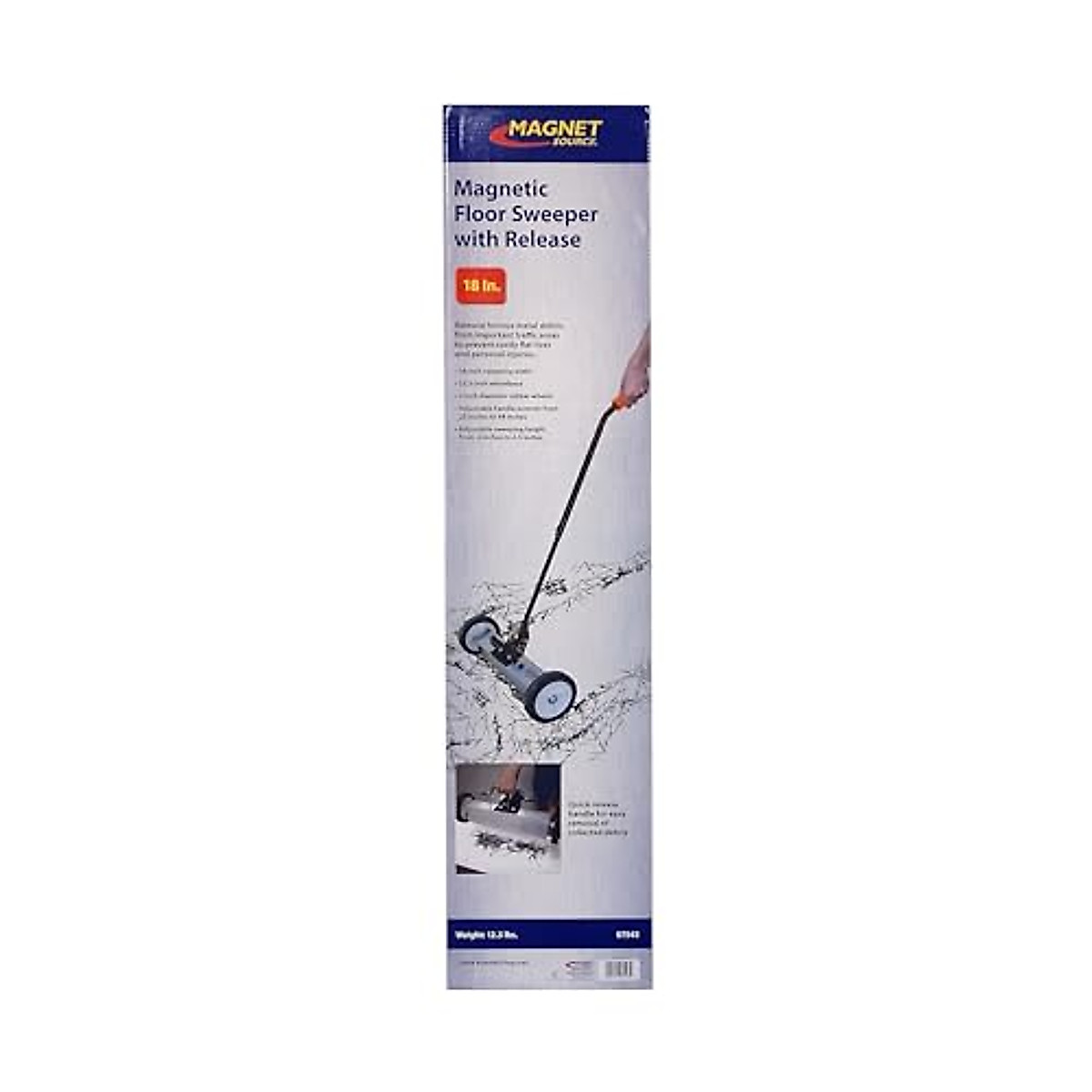 Master Magnetics Magnetic Floor Sweeper with Release - 18” Sweeping Width, Adjustable Sweeping Height, Adjustable Handle, 07543
