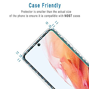 HPTech (2 Pack) Designed for Samsung Galaxy S21 FE 5G Tempered Glass Screen Protector, Support Fingerprint Reader, Anti Scratch, Bubble Free