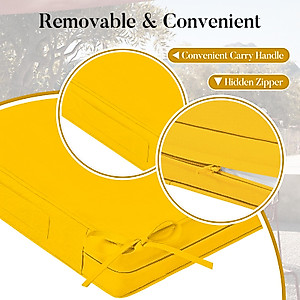 Basic Beyond Outdoor Chair Cushions for Patio Furniture, Waterproof Outdoor Seat Cushions Set of 4 19 x 19, Patio Chair Cushions Set of 4 with Ties and Handle, Yellow