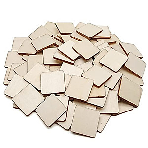 200 Pieces 1 Inch Unfinished Wood Pieces Blank Wood Squares Round Corner for Painting Writing Carving Letter Scrabble DIY