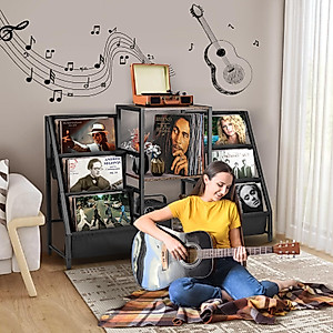 Record Player Stand with Vinyl Storage, Record Player Table with Vinyl Record Storage Holds 220 Albums, Turntable Stand with Record Holder Vinyl Display Shelf, Record Player Cabinet for Living Room