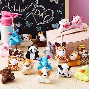 JOYIN 28 Pack Valentines Day Gifts Cards for Kids with Animal Plush Toy Key Chain Stress Relief Fidget Toy for Valentine's Classroom Exchange Cards and Valentines Party Favor