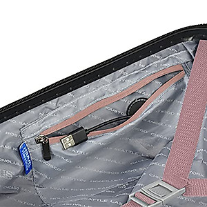 U.S. Traveler Boren Polycarbonate Hardside Rugged Travel Suitcase Luggage with 8 Spinner Wheels, Aluminum Handle, Pink, Carry-on 22-Inch, USB Port