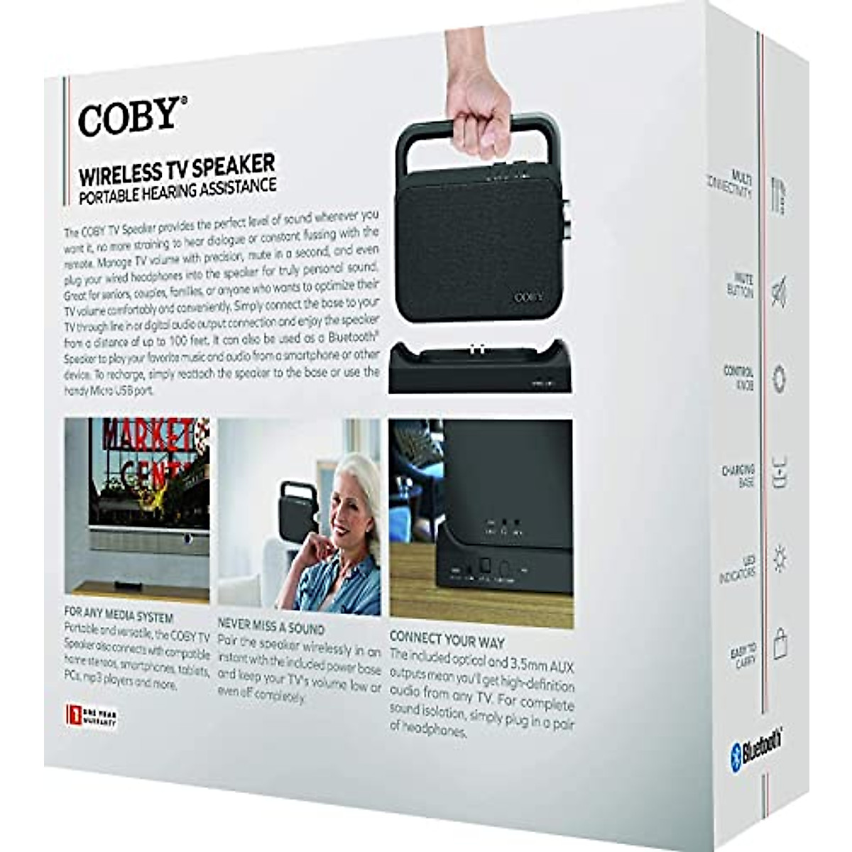 Coby Wireless TV Speaker for Hard of Hearing & Seniors