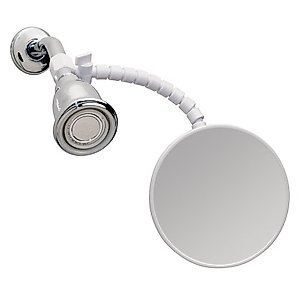 iDesign - 20301 Fog-Free Small Shower Shaving Mirror with Flexible Arm, Fogless Mirror for Bathroom, Vanity, Bathtub, Wall, 14" x 4.5" x 5.82", White