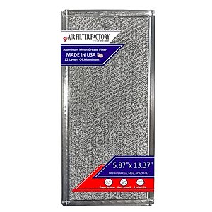 Air Filter Factory Replacement For 6802A, 4393862, WB06X10596, 439369, 20-6802, W10187748, 206801 Whirlpool 5.87 x 13.37 x 0.09 Inches Microwave Oven Filter Aluminum Mesh Grease 12-Layer Vent Filter