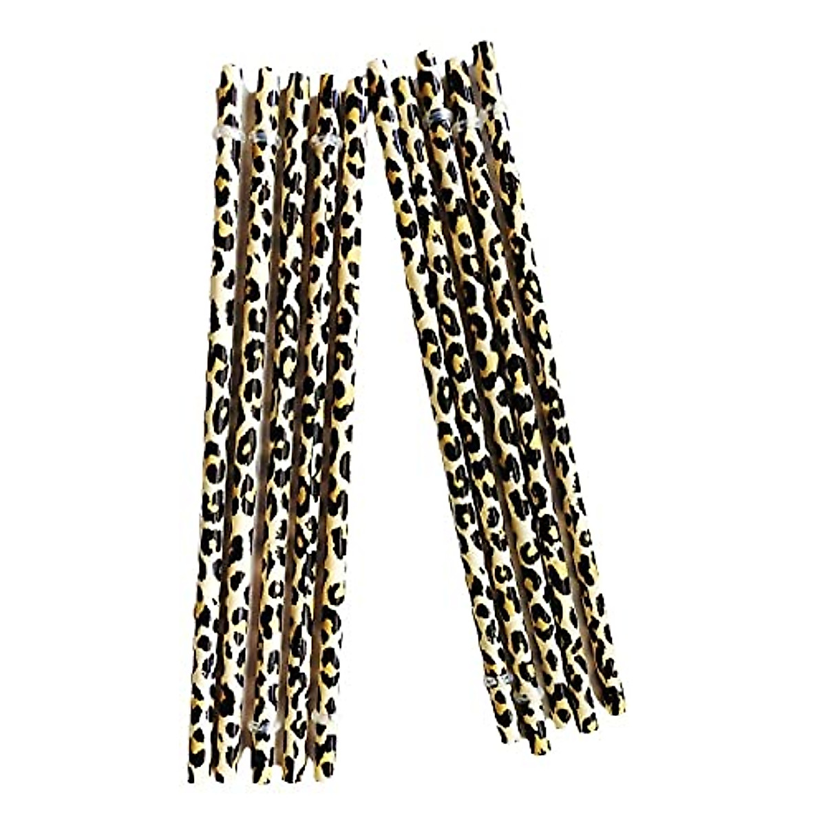 20 Individual Reusable Plastic Leopard Print Straws (9 inches)