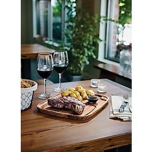 Ironwood Gourmet Fort Worth Steak Plate with Juice Channel, Acacia Wood 13 x 11 x 0.75 -inches