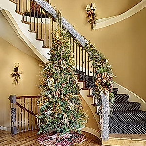 Fasyou 33FT Tinsel Christmas Garland Metallic Streamers for Christmas Tree Decorations Tinsel Decorations for Holiday New Years Eve Xmas Party Wedding Birthday Fireplace Decor,Silver 05