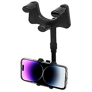 JaWaSto 360° Rear View Mirror Phone Holder for Car - Rotatable & Retractable Car Phone Holder Mount & Handsfree Phone Cradle - Easy to Install Adjustable Universal Phone Holder for All Smartphones