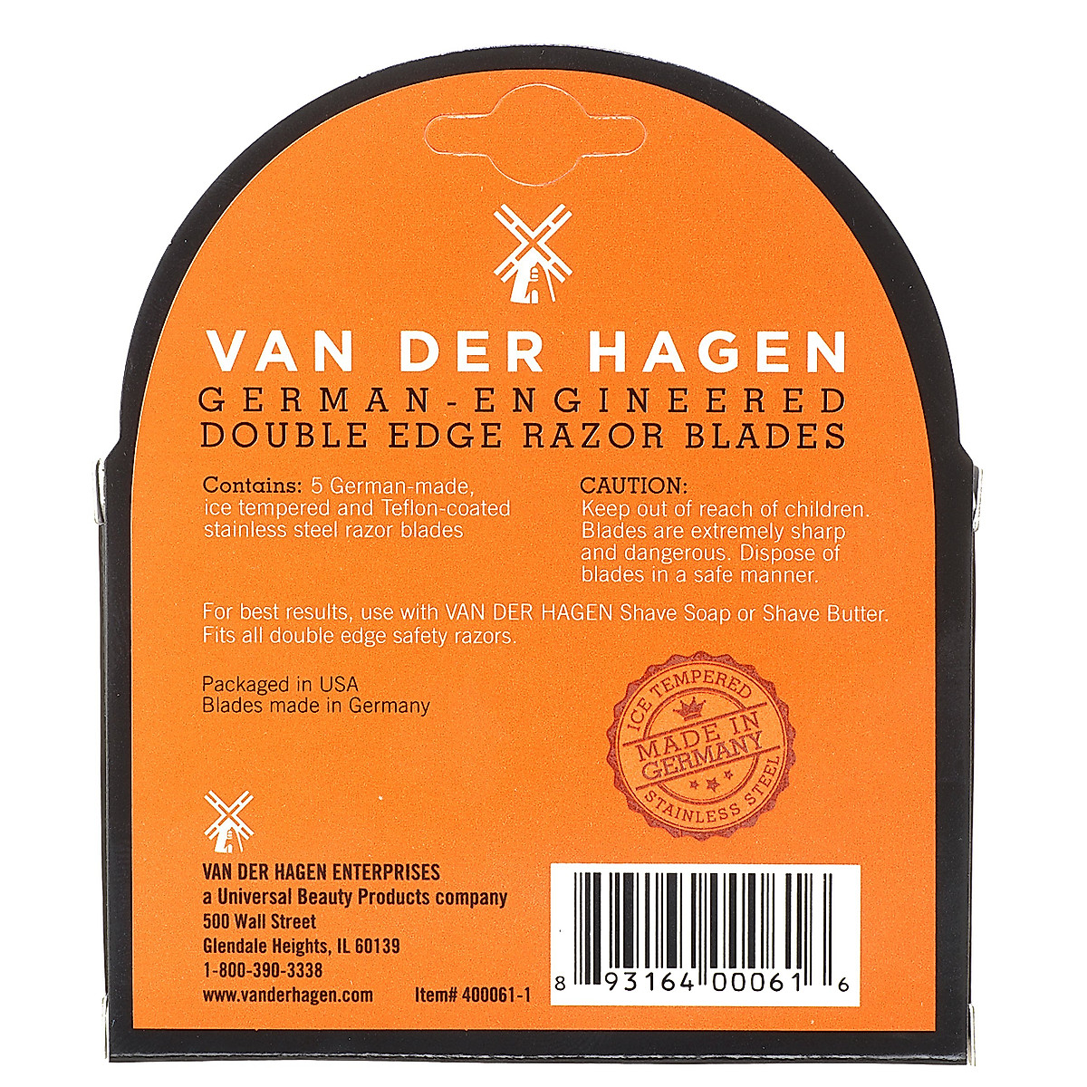 Van Der Hagen Stainless Steel Double Edge Razor Blades, 5 Count (Pack of 3)