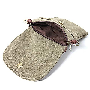 Vintage Embroidered Canvas Small Flip Crossbody Bag Cell Phone Pouch for Women Wristlet Wallet Bag Coin Purse (ArmyGreen 01)
