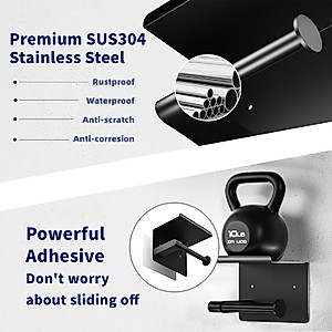 GLNLQ Toilet Paper Holder Wall Mount, Fits Mega Rolls Size Matte Black Toilet Paper Holder with Shelf, Rustproof Stainless Steel Self Adhesive Toilet Paper Holder, Black Bathroom Toilet Paper Holder