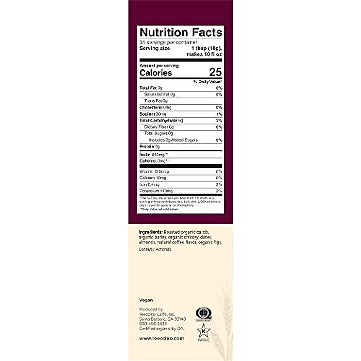 Teeccino Herbal Coffee Variety Pack - Hazelnut, Mocha and Java - Ground Herbal Coffee That’s Prebiotic, Caffeine-Free & Acid Free, Dark Roast, 11 Ounce (Pack of 3)